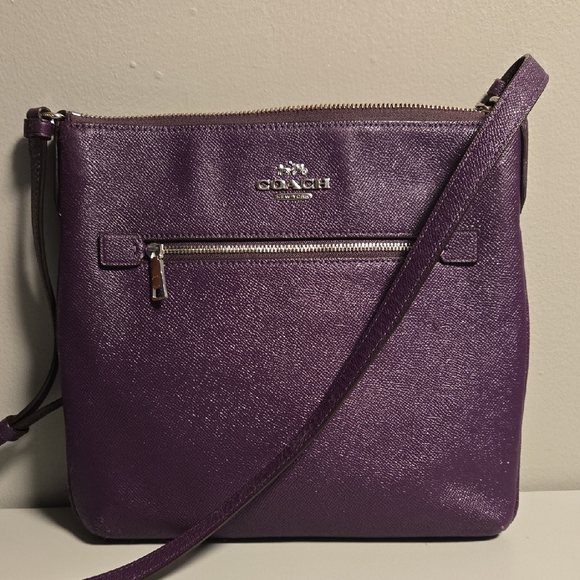 Coach | Bags | Coach Crossbody Saffiano Leather Purple | Poshmark